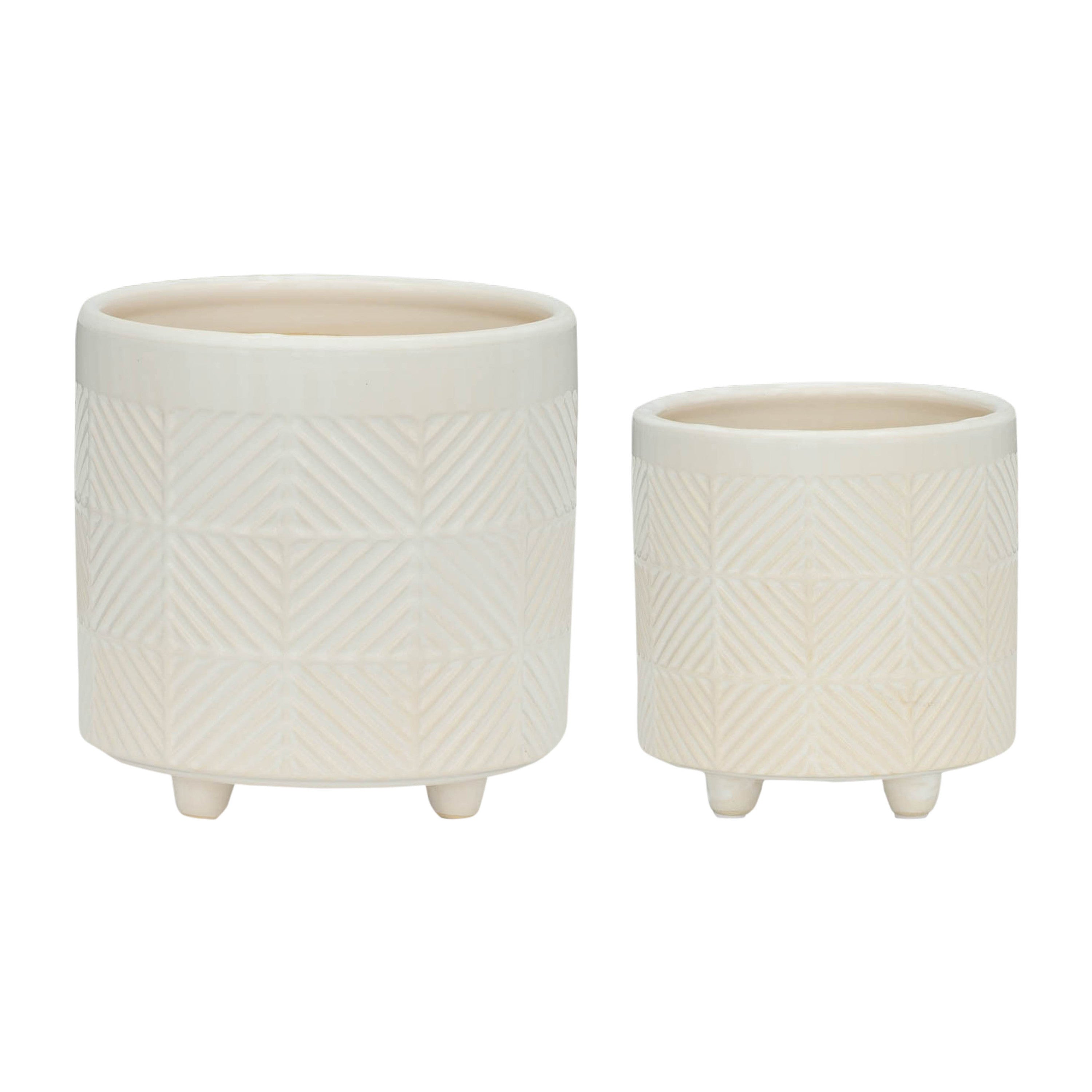 Ceramic Square Planter Set: 6x6x7 in & 8x8x8 in, No Drainage Holes, In ...